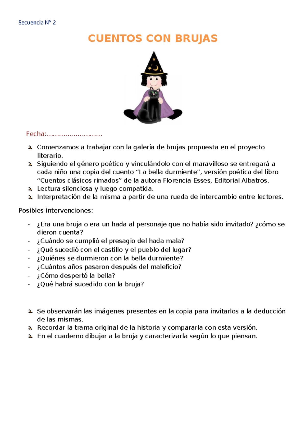 Secuencia N2 brujas - Secuencia N° 2 CUENTOS CON BRUJAS Fecha ...