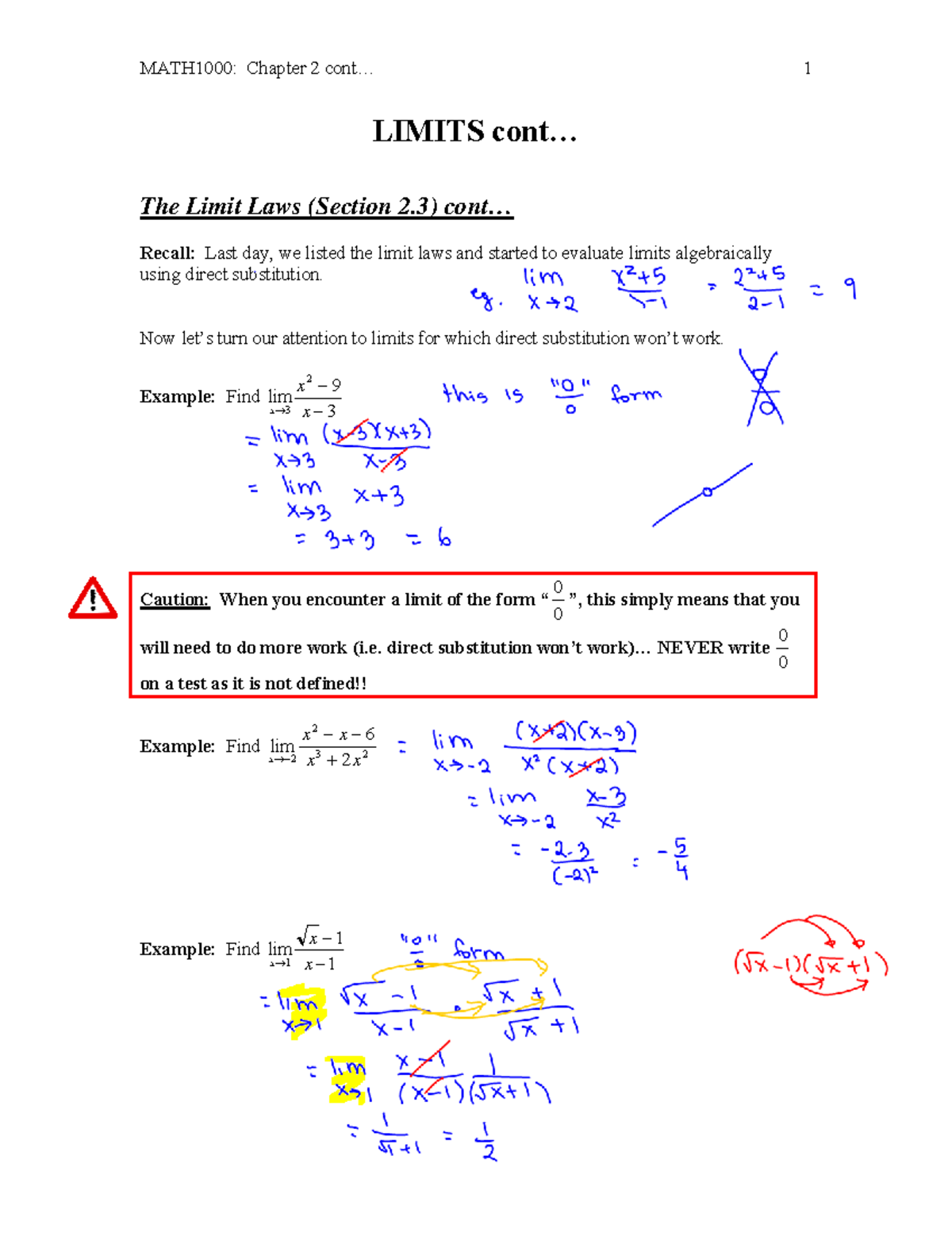 Mod2a morelimits - Filled in notes for lecture #2, on continuity and ...