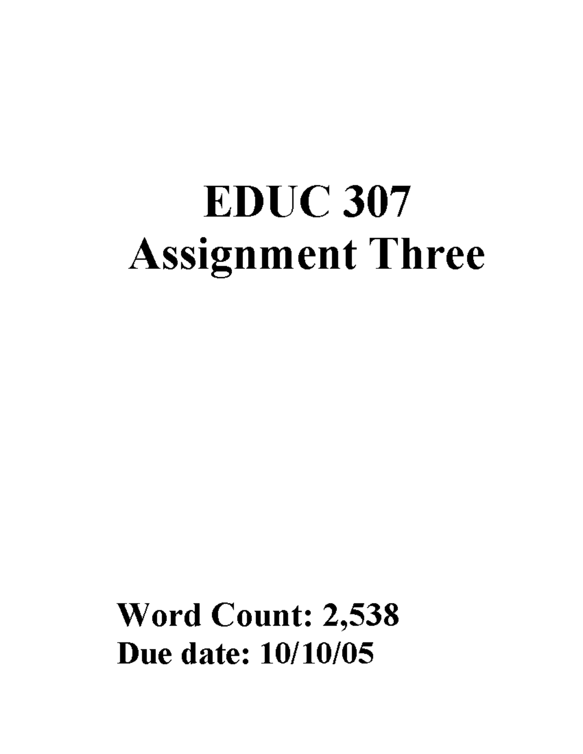 EDUC 370 Assignment Three - EDUC 307 Assignment Three Word Count: 2 ...