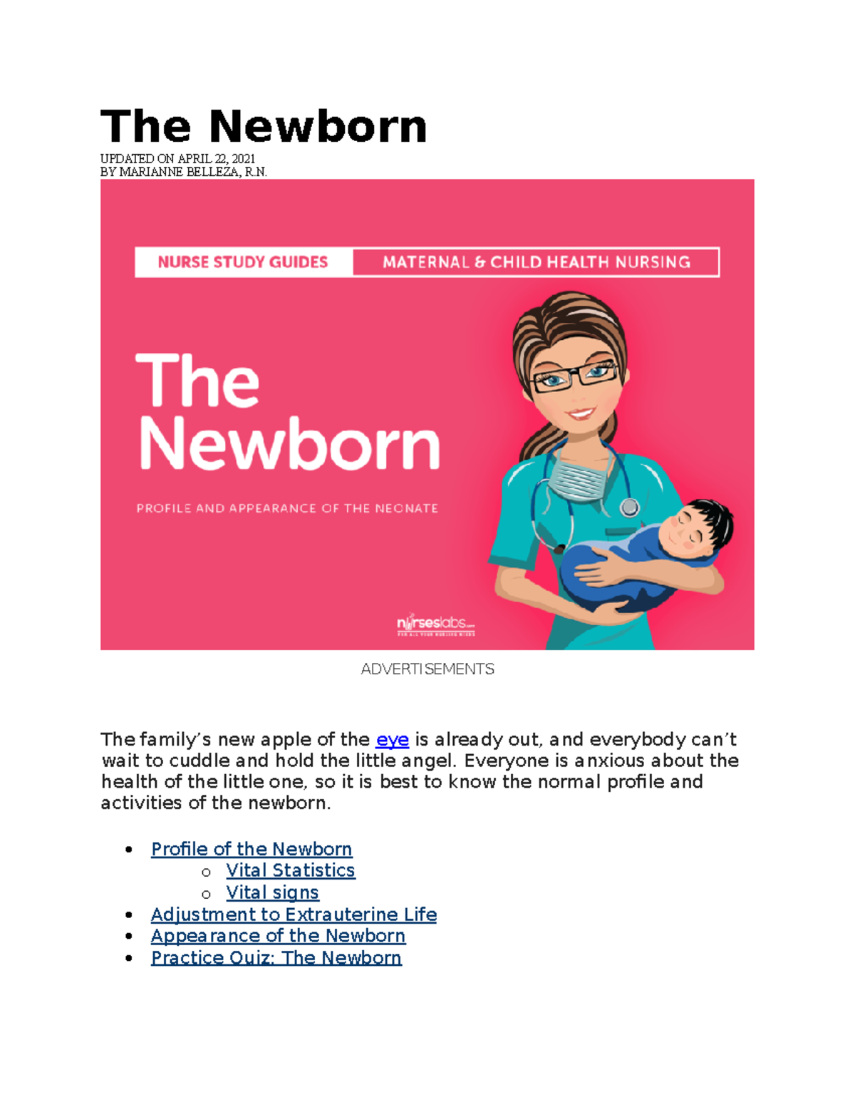 The Newborn - The Newborn UPDATED ON APRIL 22, 2021 BY MARIANNE BELLEZA ...