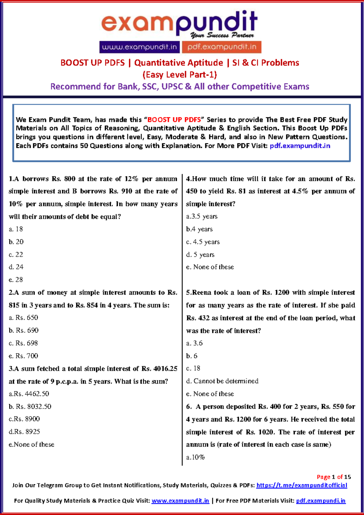 Simple interest and compound interest - (Easy Level Part-1) Recommend ...