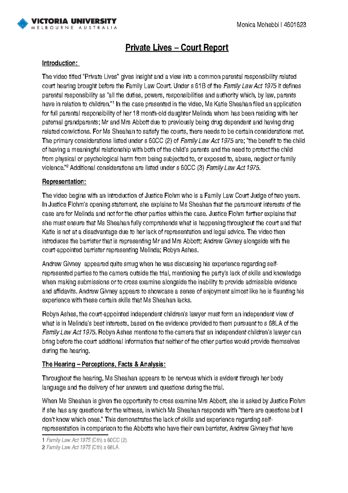 Report - Assessment for family law in society - Private Lives – Court ...