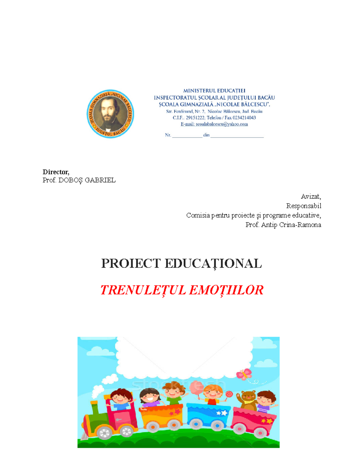 Trenuletul emotiilor - Proiecte educationale - Director, Prof. DOBOȘ ...