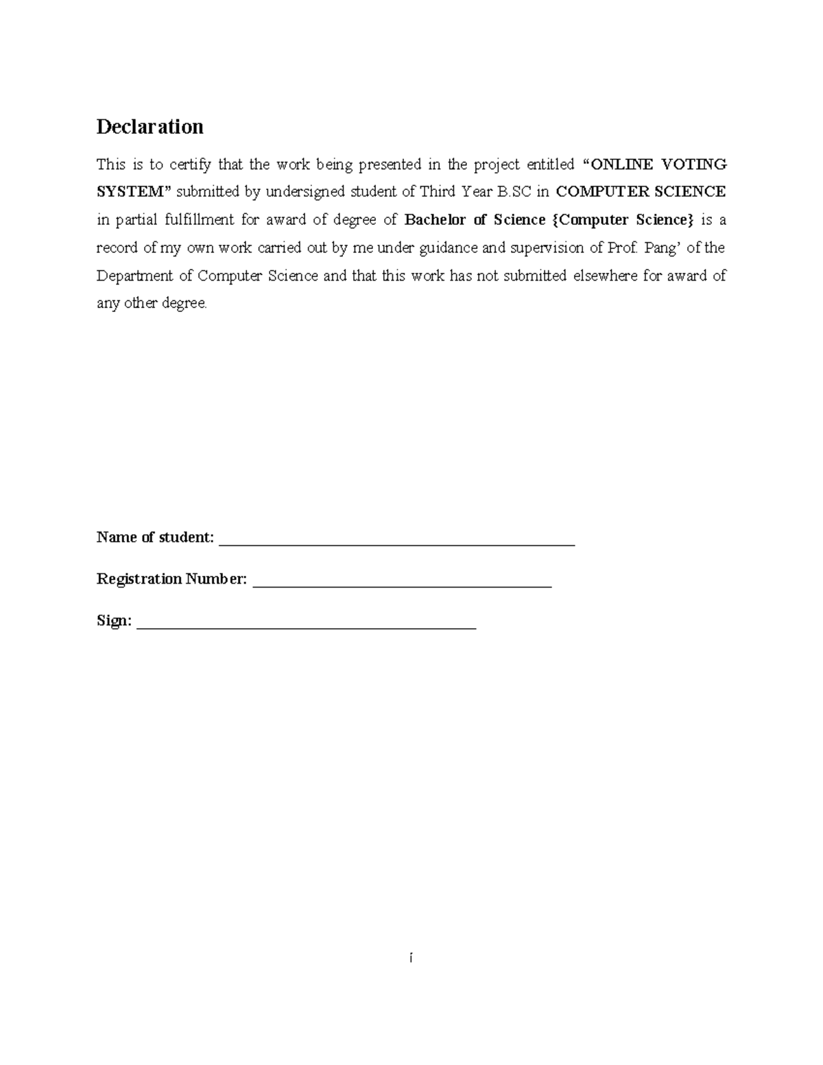 Online voting system - Declaration This is to certify that the work ...