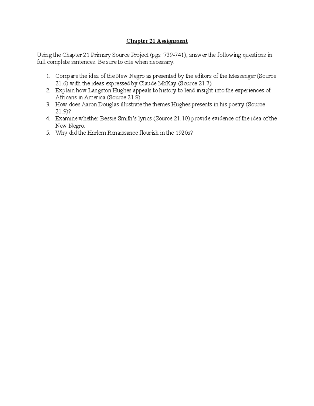 Chapter 21 Assignment - For Dual US History - Chapter 21 Assignment ...