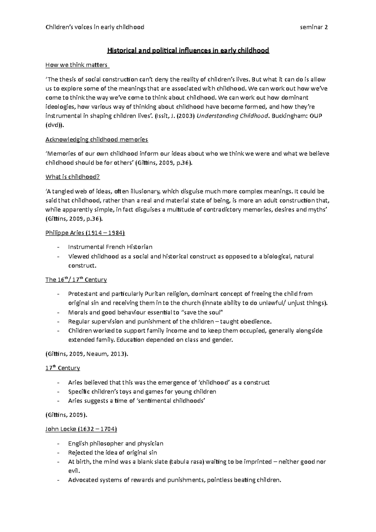 Historical and political influences in early childhood - But what it ...