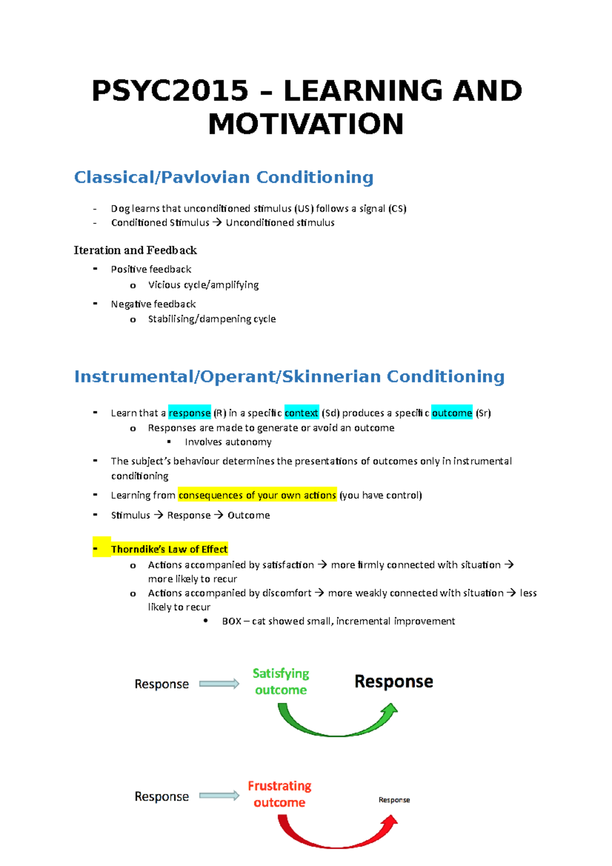 PSYC2015 – Learning AND Motivation - PSYC2015 – LEARNING AND MOTIVATION ...