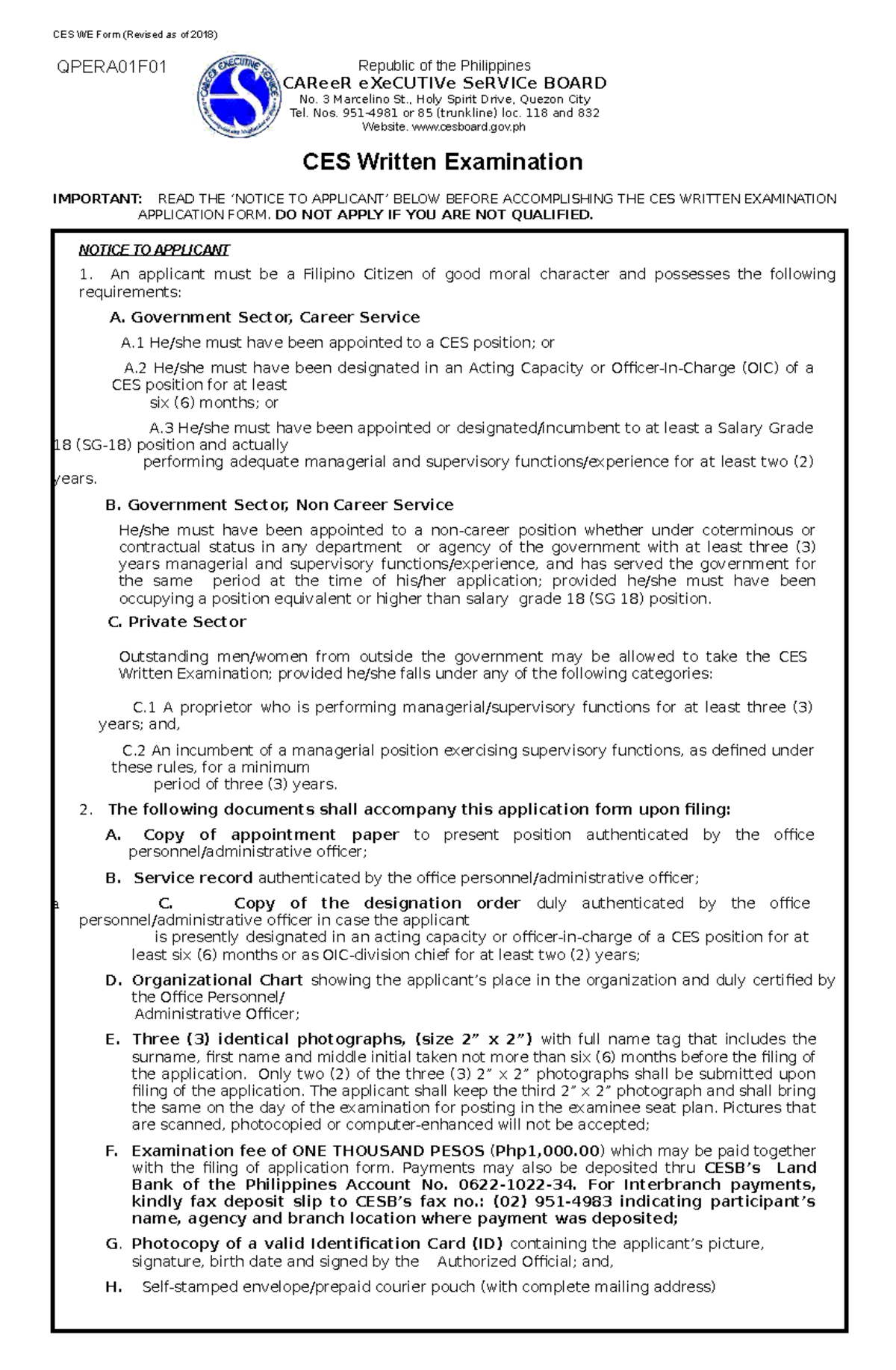 CES WE Appl. Form as of Feb. 2018 - CES WE Form (Revised as of 2018 ...