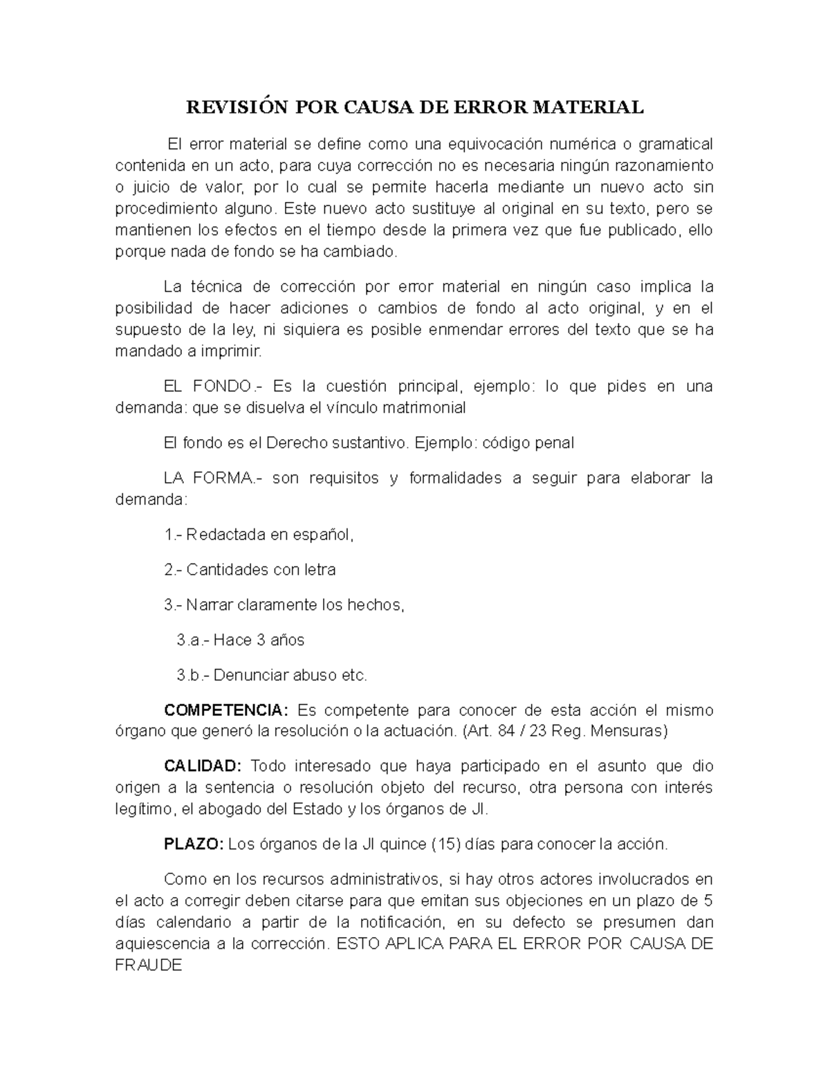 Revisión POR Causa DE Error Material - REVISIÓN POR CAUSA DE ERROR ...