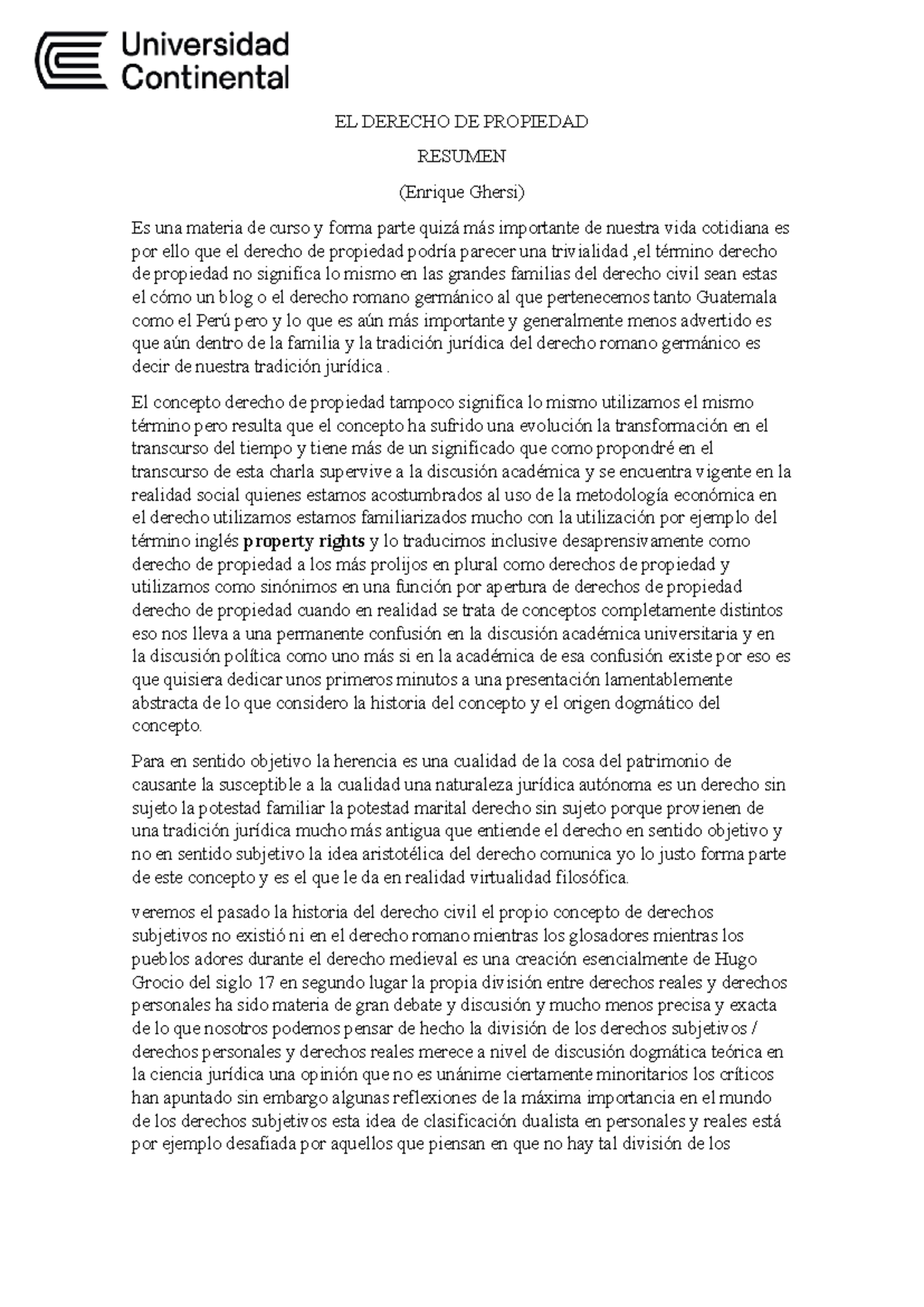 Derecho de propiedad - civil - EL DERECHO DE PROPIEDAD RESUMEN (Enrique ...