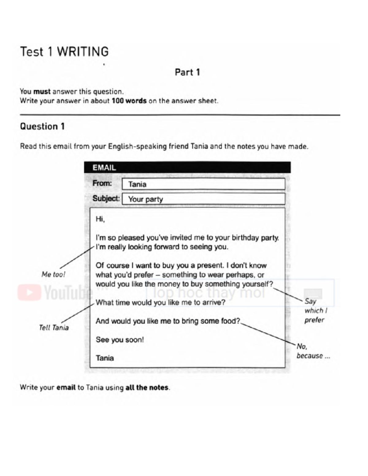 Sample writing test b1 ̣final - Anh văn 3 - Studocu
