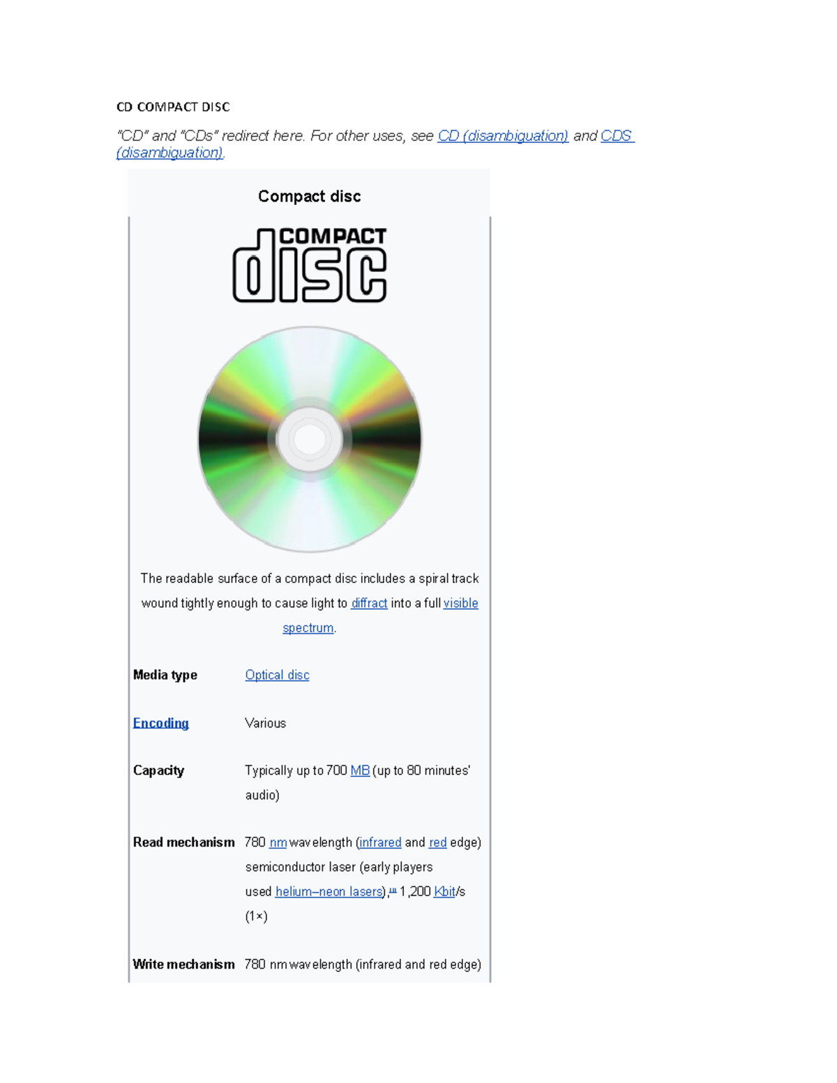 CD Compact DISC en la informatica - CD COMPACT DISC "CD" and "CDs ...