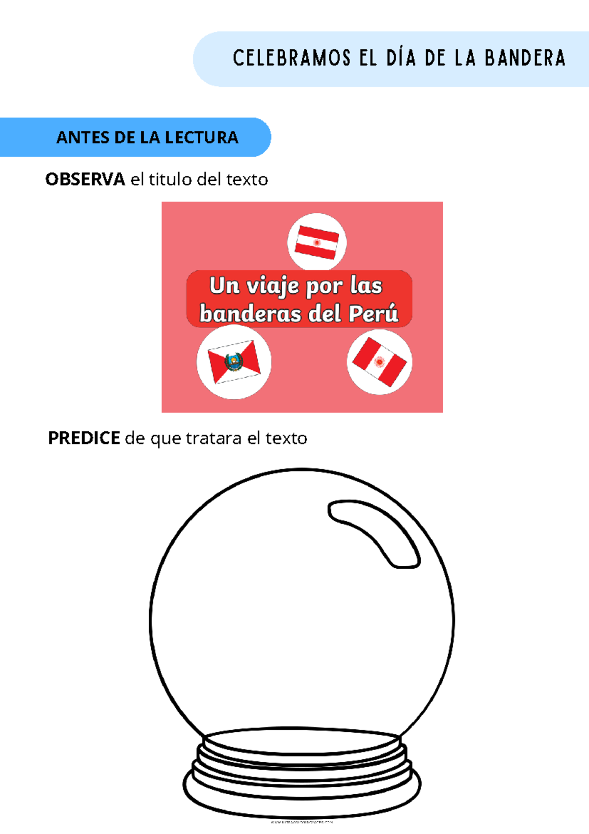 Ficha DE Actividad DIA DE LA Bandera - ANTES DE LA LECTURA PREDICE de ...
