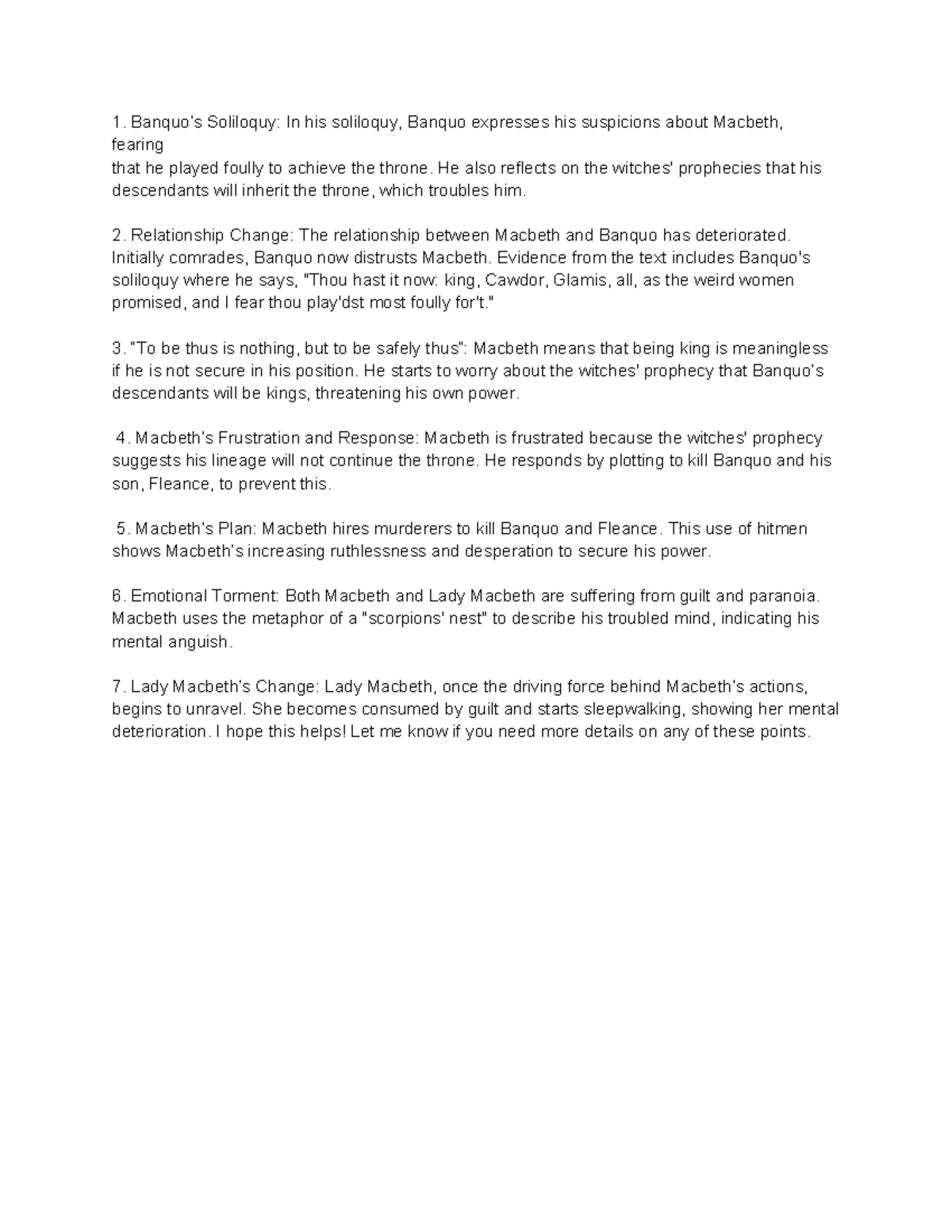 Macbeth - Banquo’s Soliloquy: In his soliloquy, Banquo expresses his ...