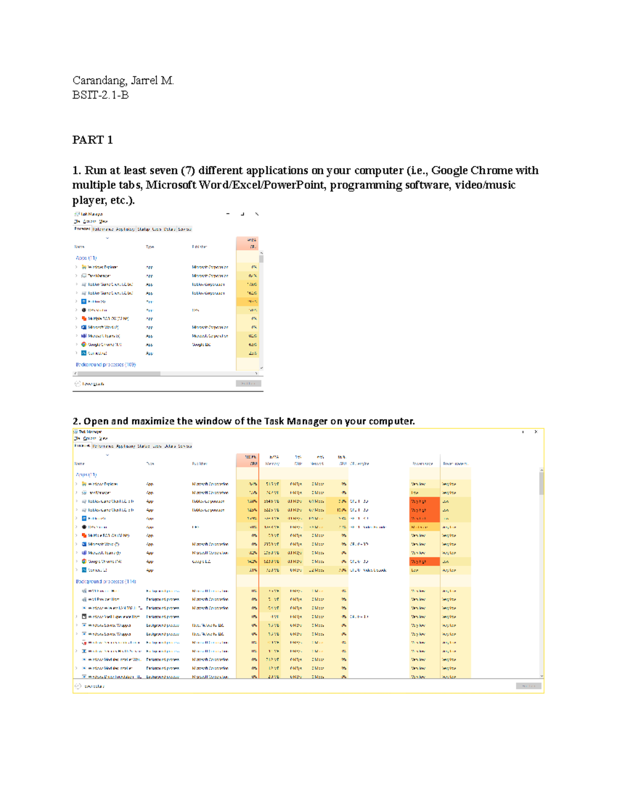 03 Laboratory Exercise 1 - ARG - Carandang, Jarrel M. BSIT-2-B PART 1 ...