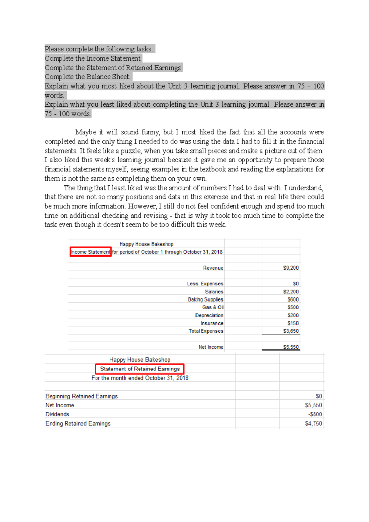 Week 3 Learning Journal - Please complete the following tasks: Complete ...