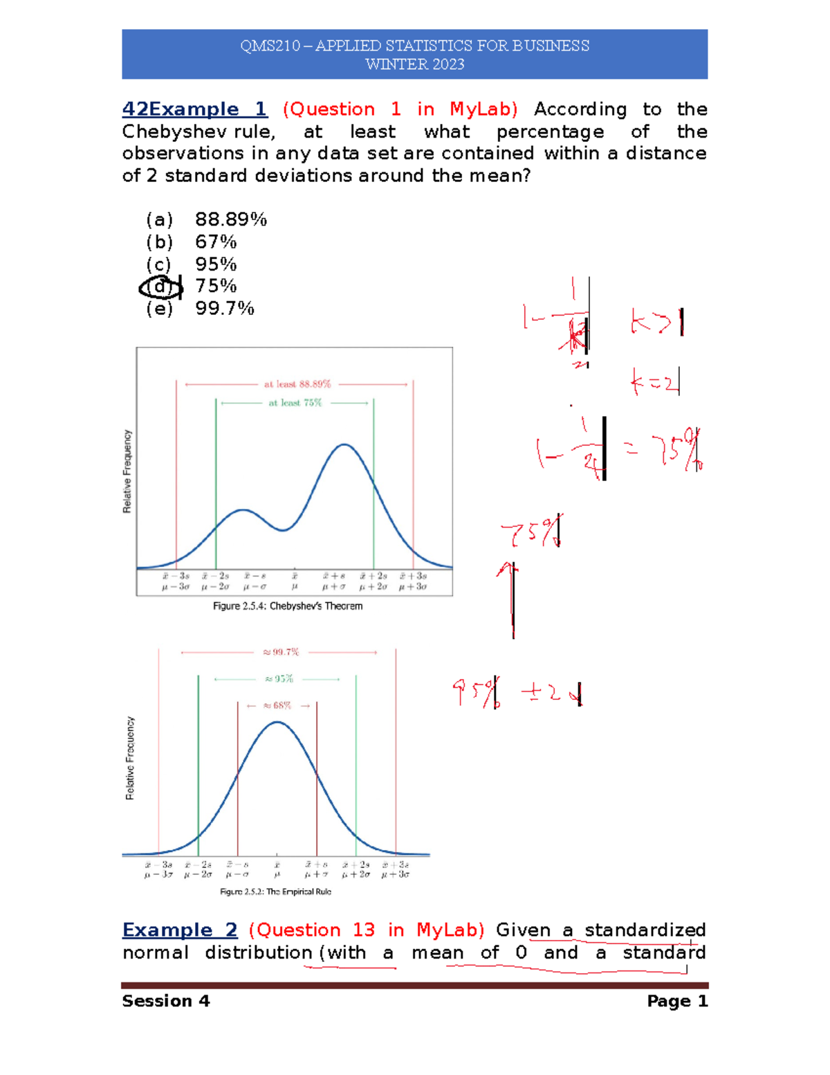QMS210 Module 4 questions with notes Feb 6 - 42Example 1 (Question 1 in ...