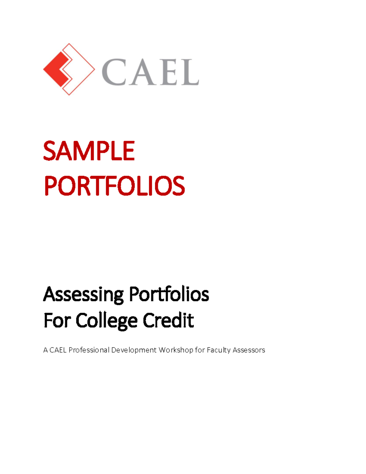 39. CAEL PLA Faculty Training - Portfolio Examples - SAMPLE PORTFOLIOS ...
