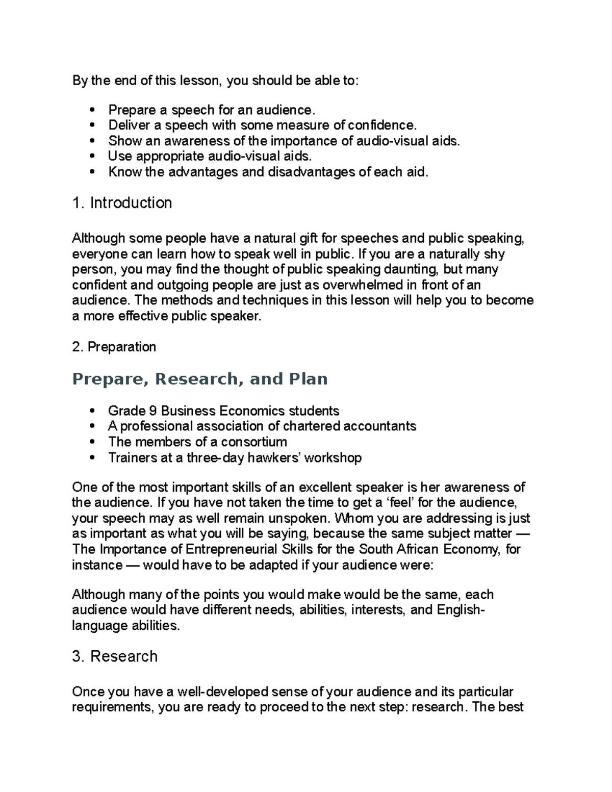 Lesson 1 public speaking - By the end of this lesson, you should be ...