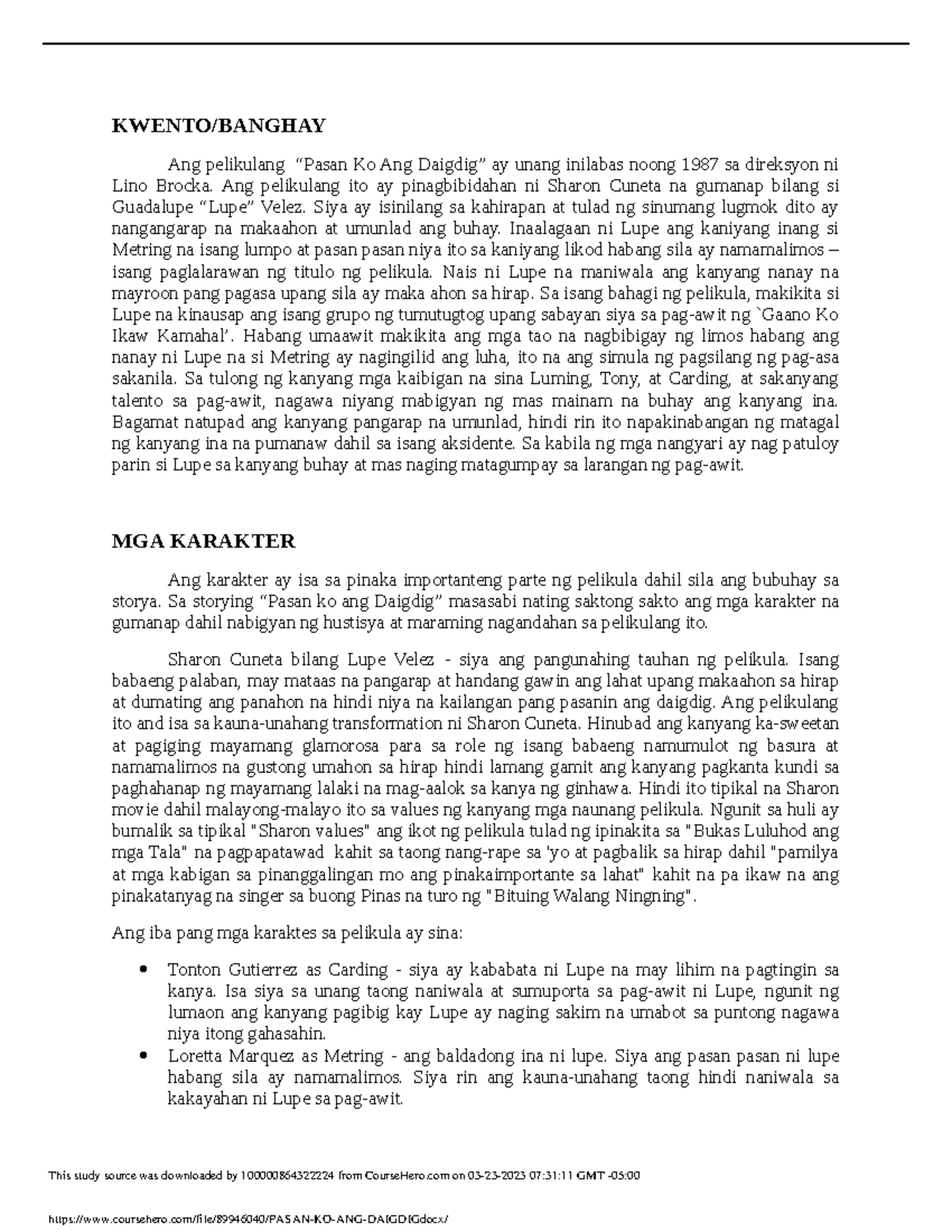 Pasan KO ANG Daigdig - practice for review - KWENTO/BANGHAY Ang ...