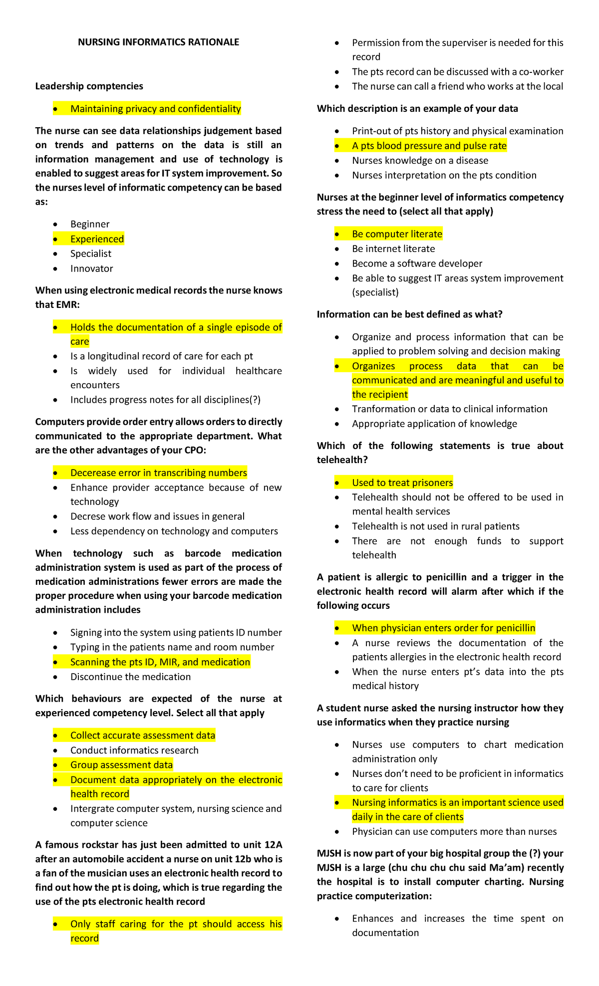 Nursing- Informatics- Rationale - NURSING INFORMATICS RATIONALE ...