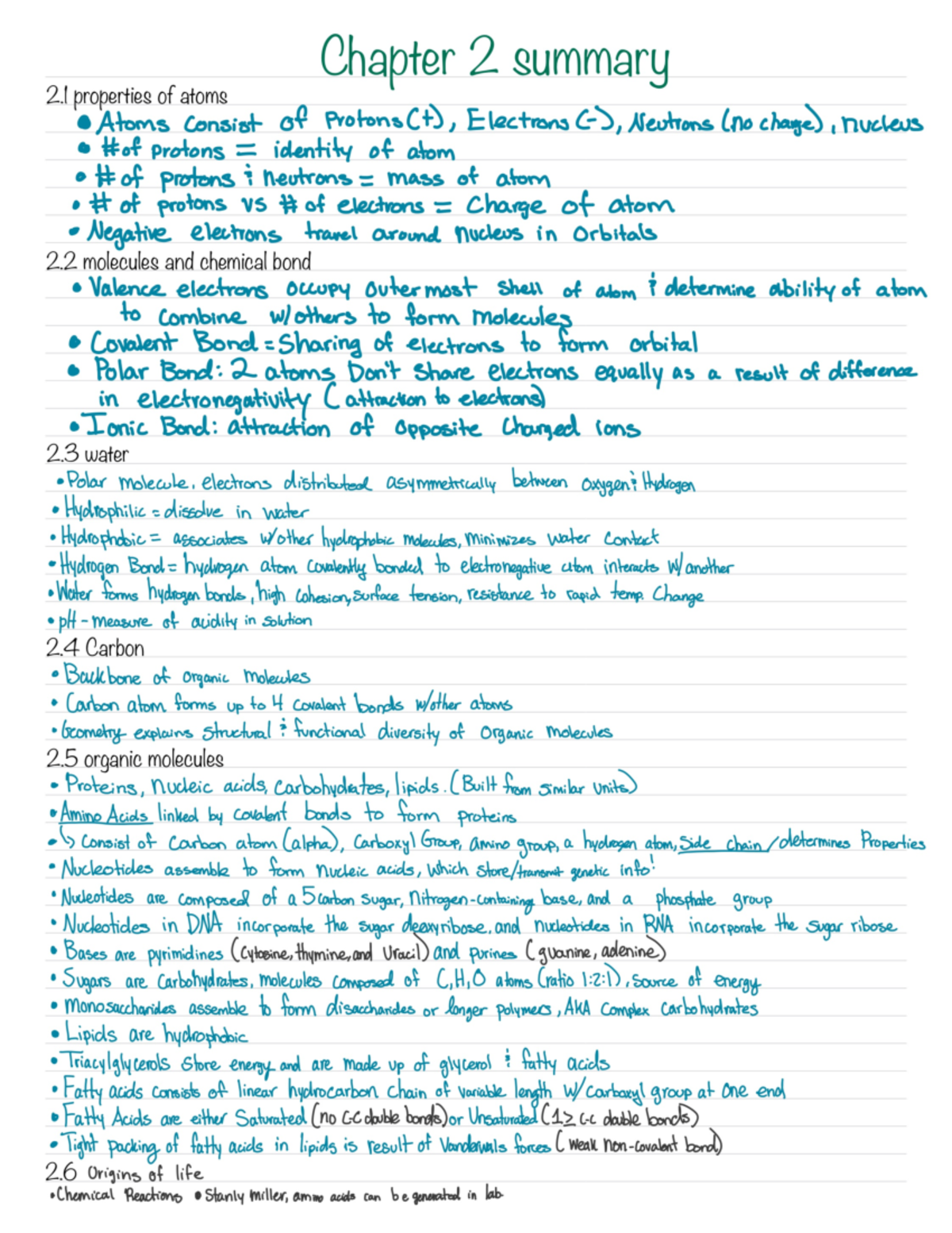 Bio 140; Chapter 2 Summary - BIO 140 - Studocu