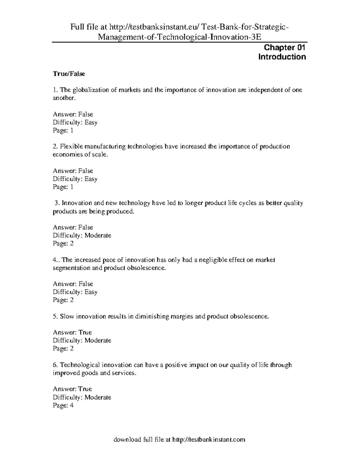 Chapter 1 - practice set - Management-of-Technological-Innovation-3E ...