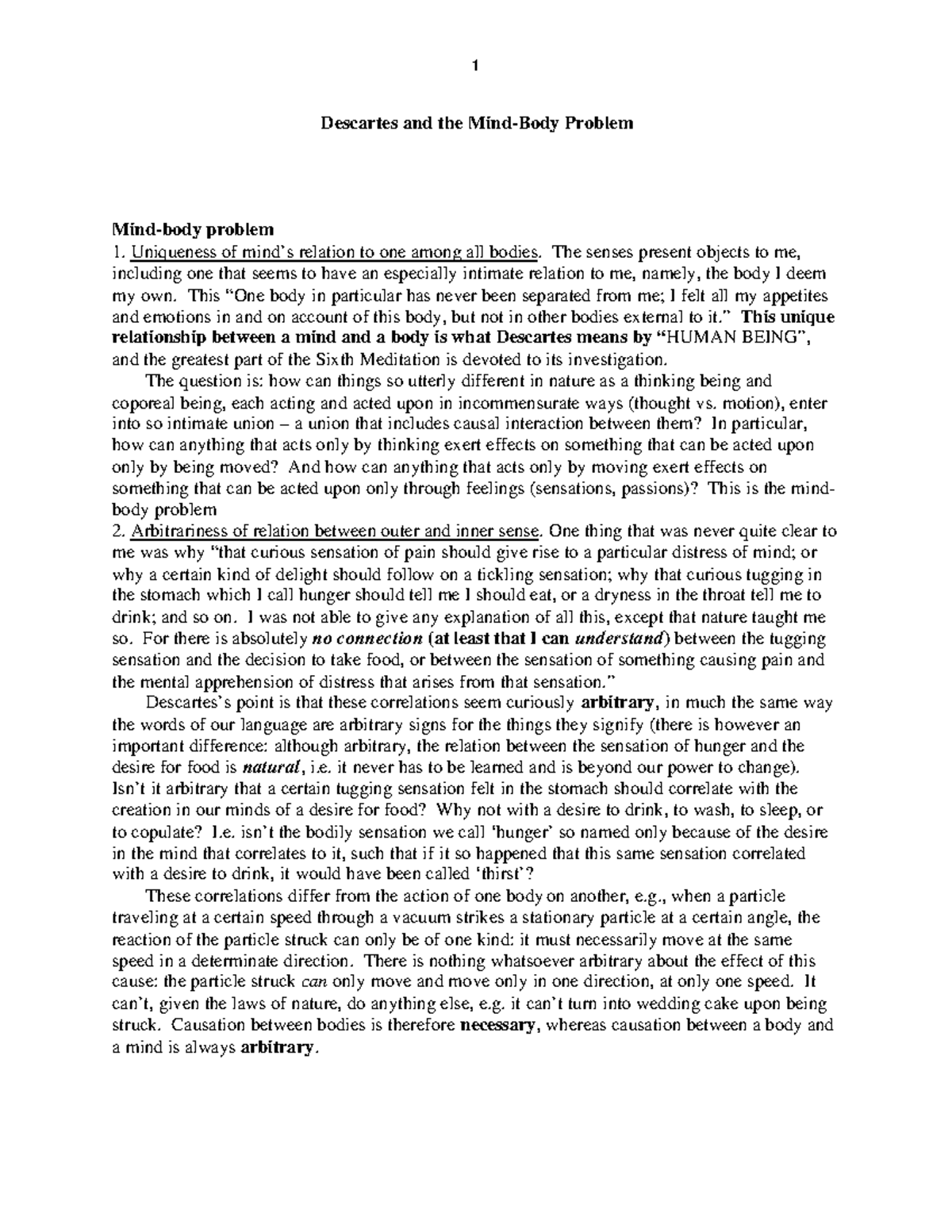 Mind Body - fefef - Descartes and the Mind-Body Problem Mind-body ...