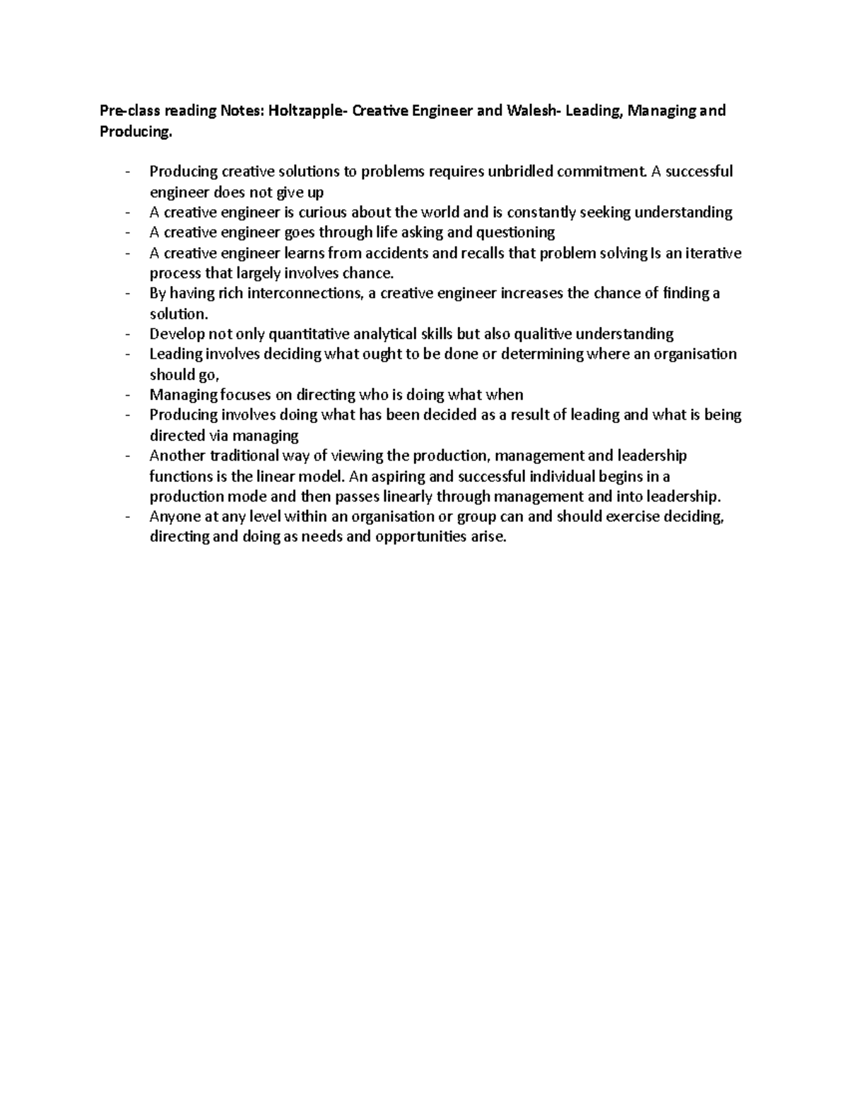 Example assessment from tutor for the assignment - Pre-class reading ...