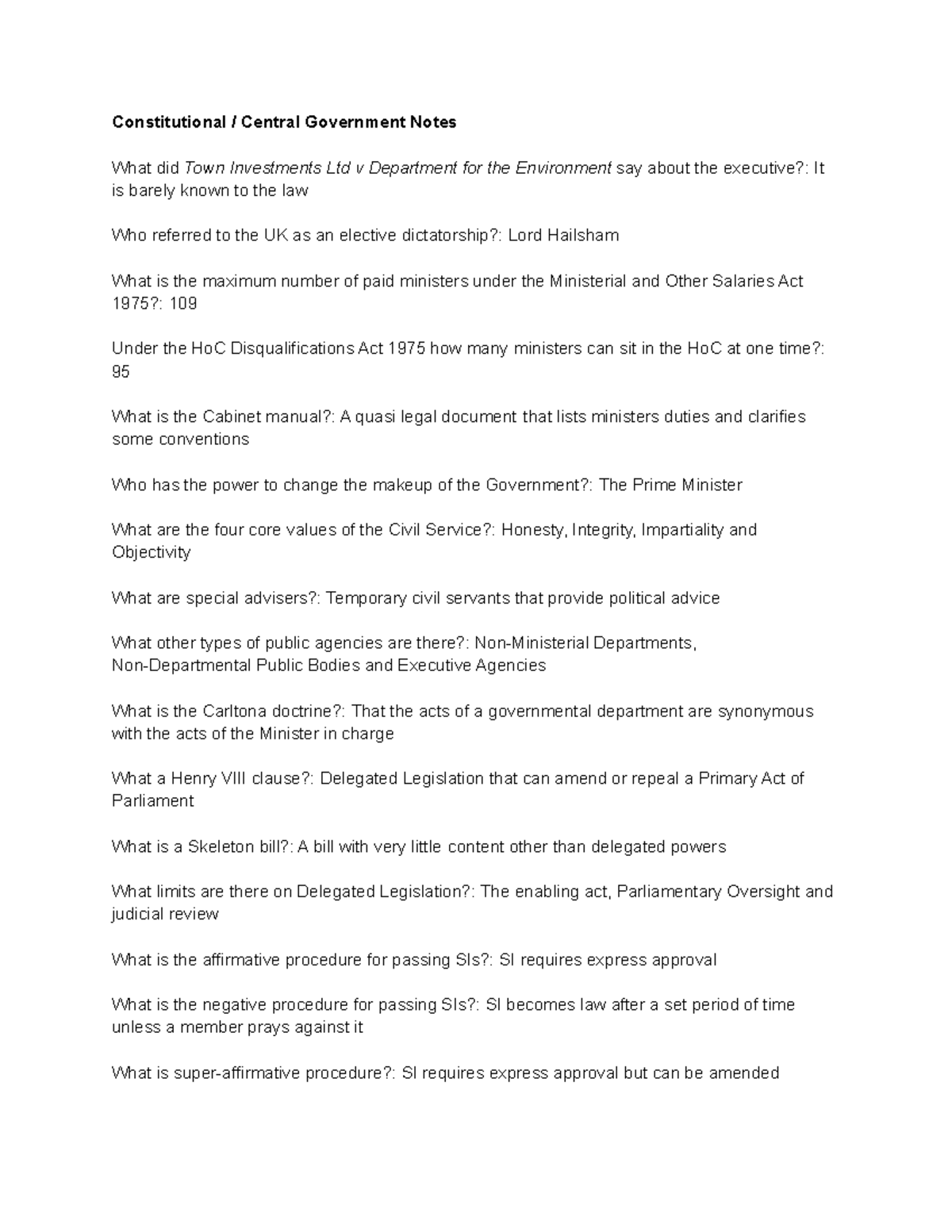 Constitutional Central Government Notes - Constitutional / Central ...