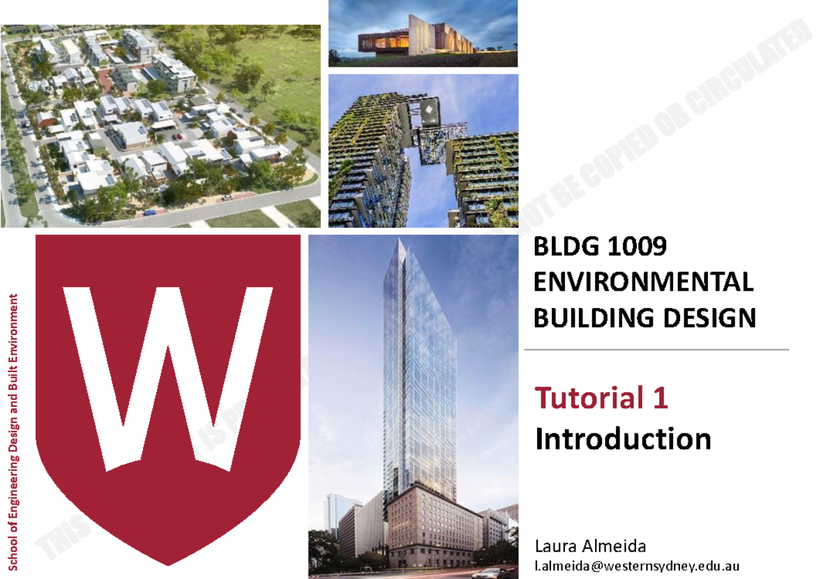 EBD - Tutorial 1 - Introduction - v UWS - School of Engineering Design and Built Environment ...