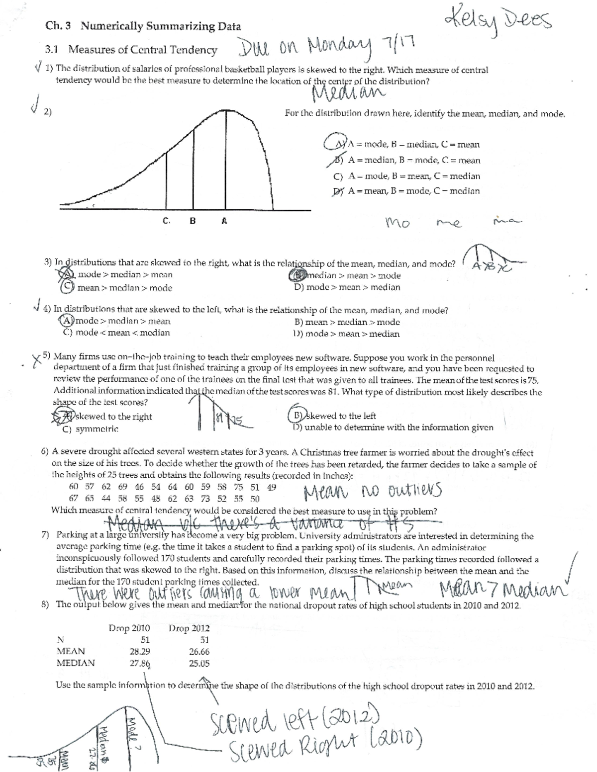 Chpt 3 - Pannu Summer course - Ch. 3 Numerically Summarizing Data 3 Measures of Central Tendency ...
