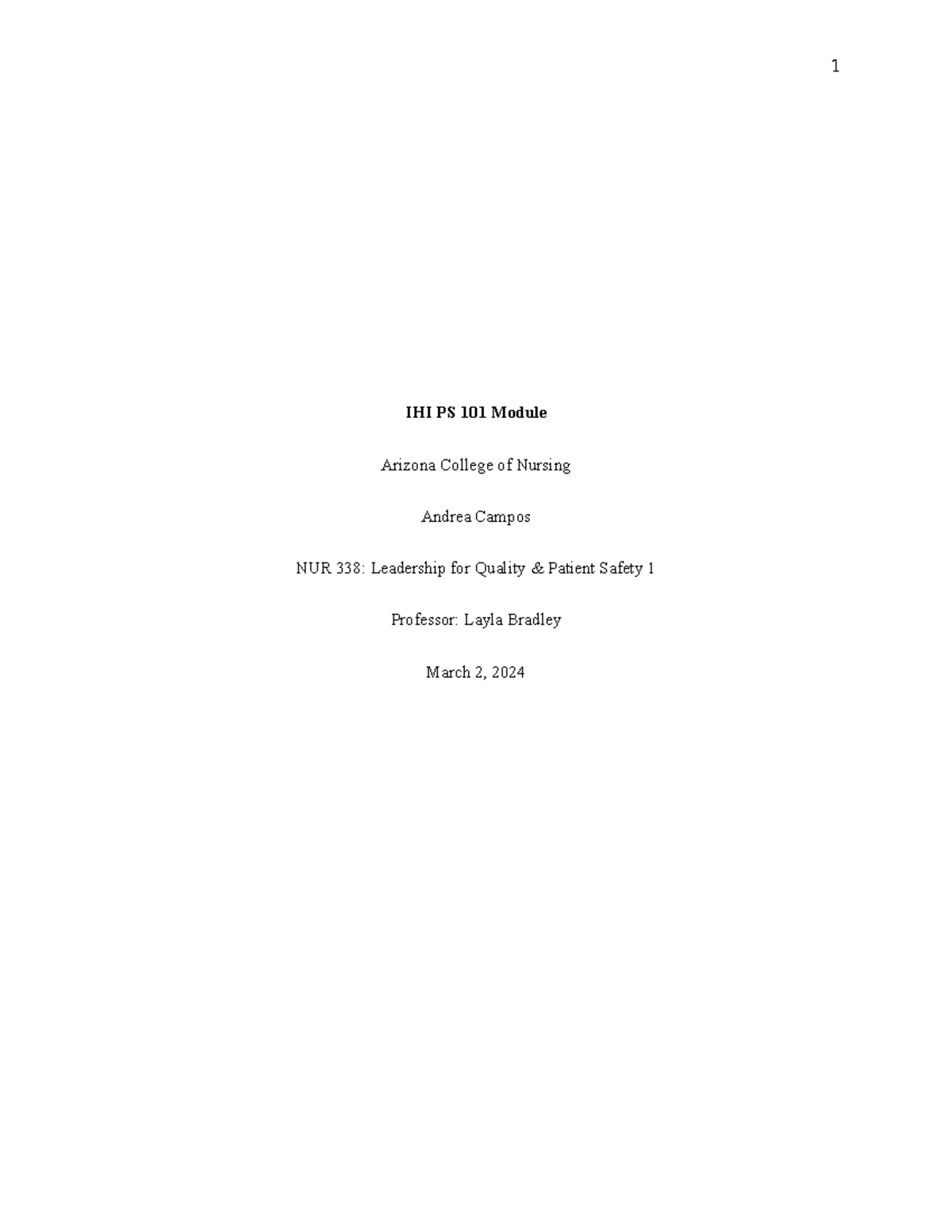 IHI PS 101 Module - Summary Pharmacology I - 1 IHI PS 101 Module ...