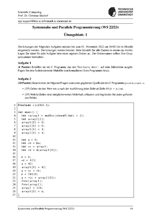 Systemnahe und parallele Programmierung Theorieblatt 1 - Scientific ...