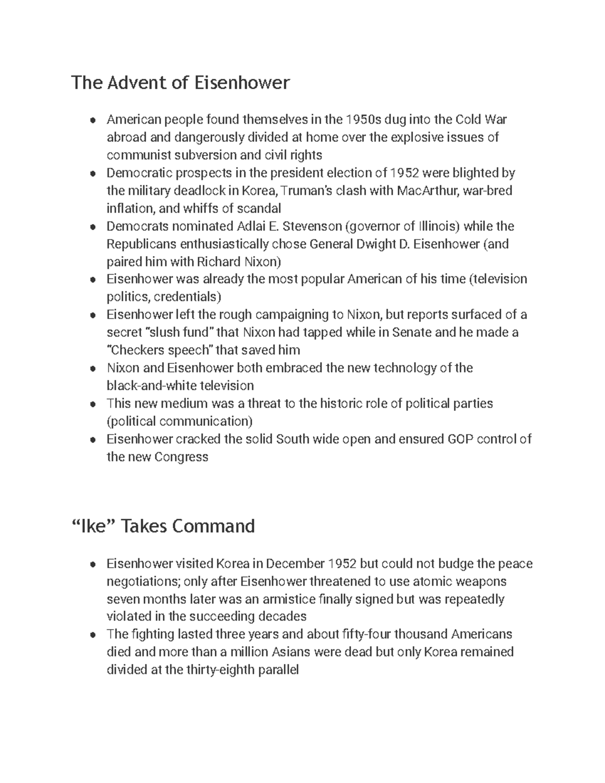 Chapter 38 The Eisenhower Era, 1952-1960 - The Advent of Eisenhower ...