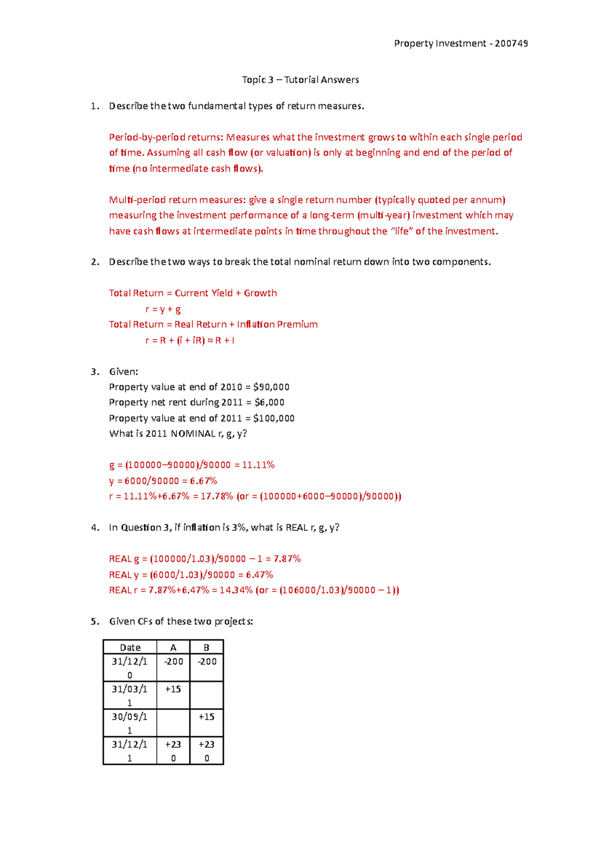 04-T3-Tutorial Answers - Property Investment - 200749 Topic 3 ...
