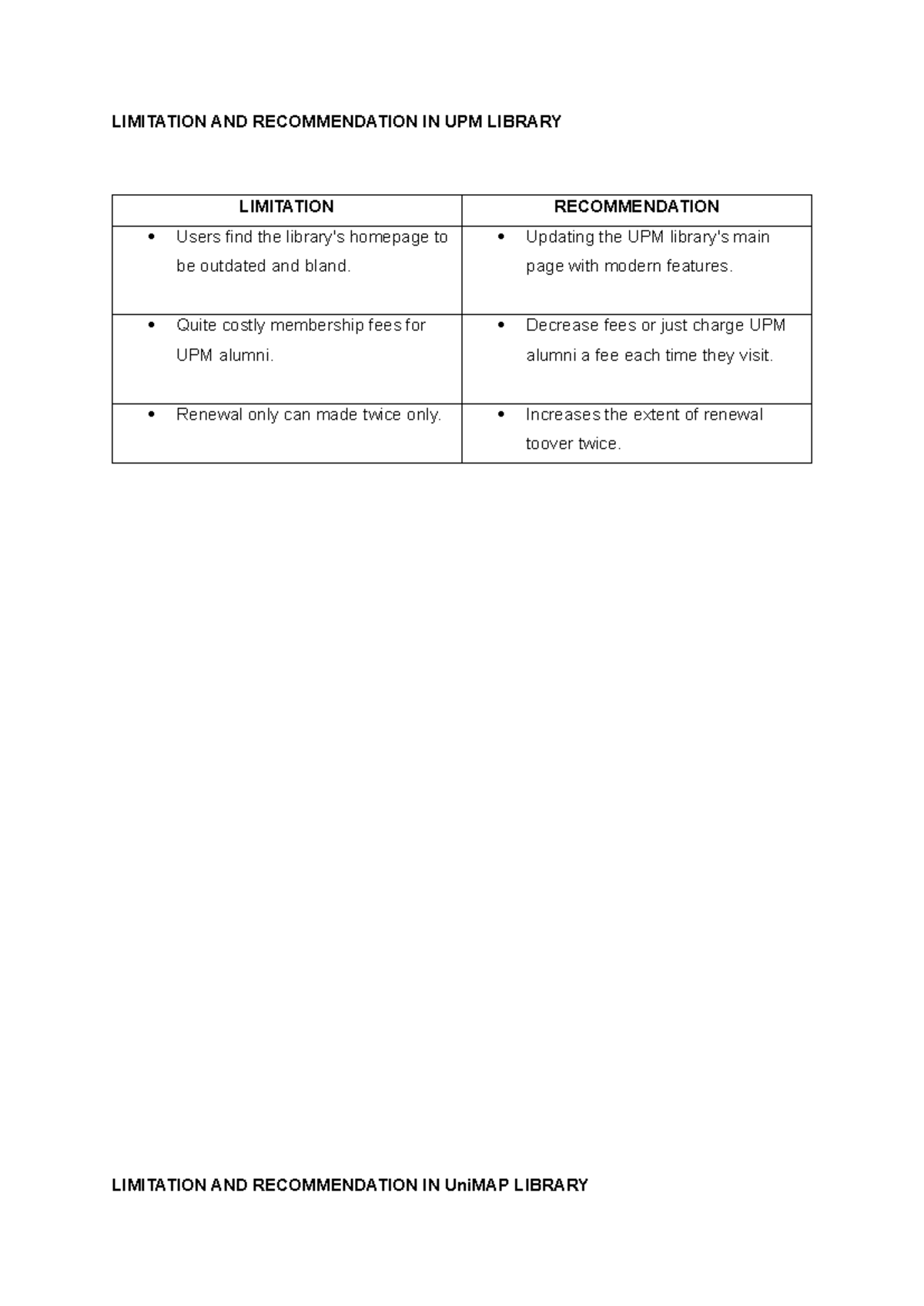 Limitation AND Recommendation IMD162 - LIMITATION AND RECOMMENDATION IN ...