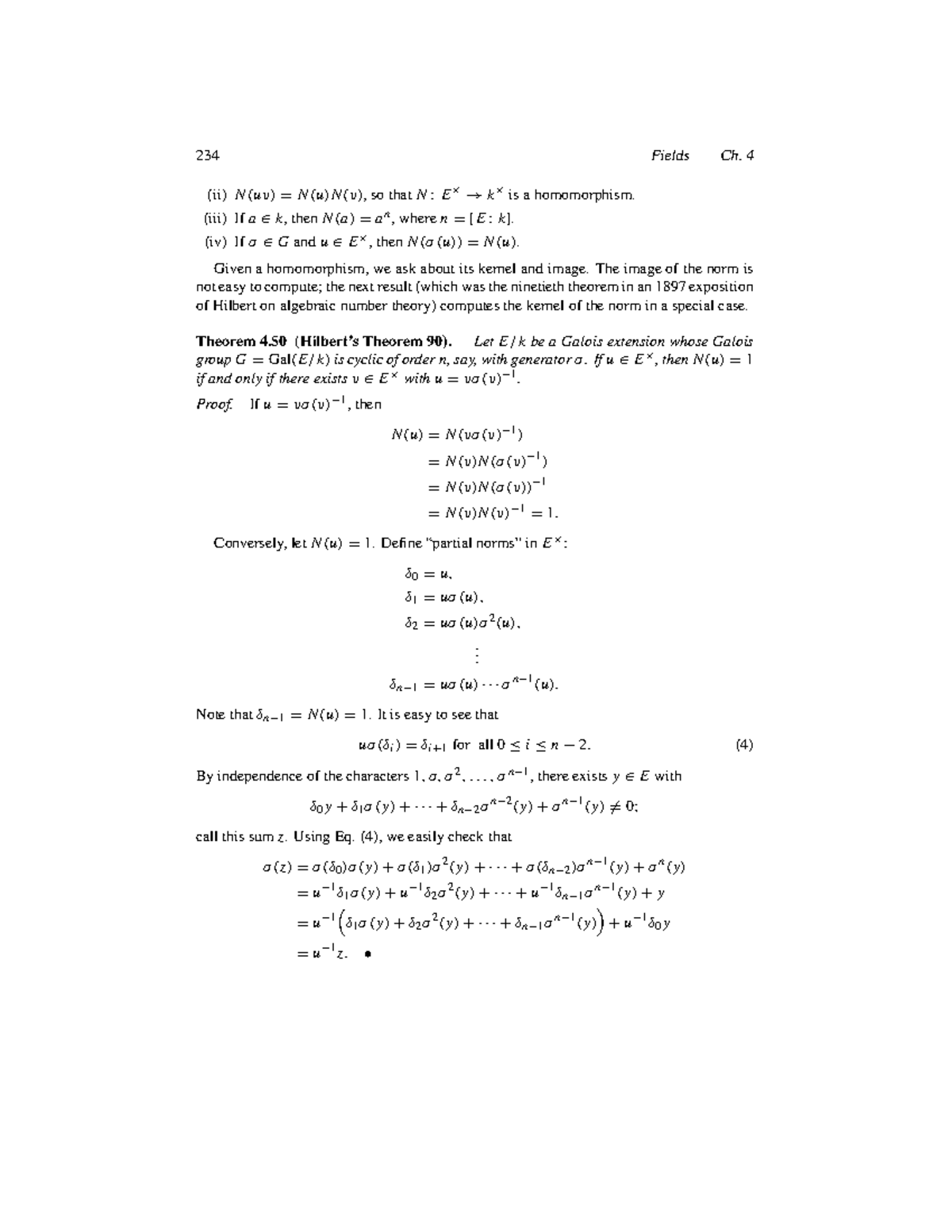 Basic Algebra 101 - 234 Fields Ch. 4 (ii) N (uv) = N (u)N (v), so that ...