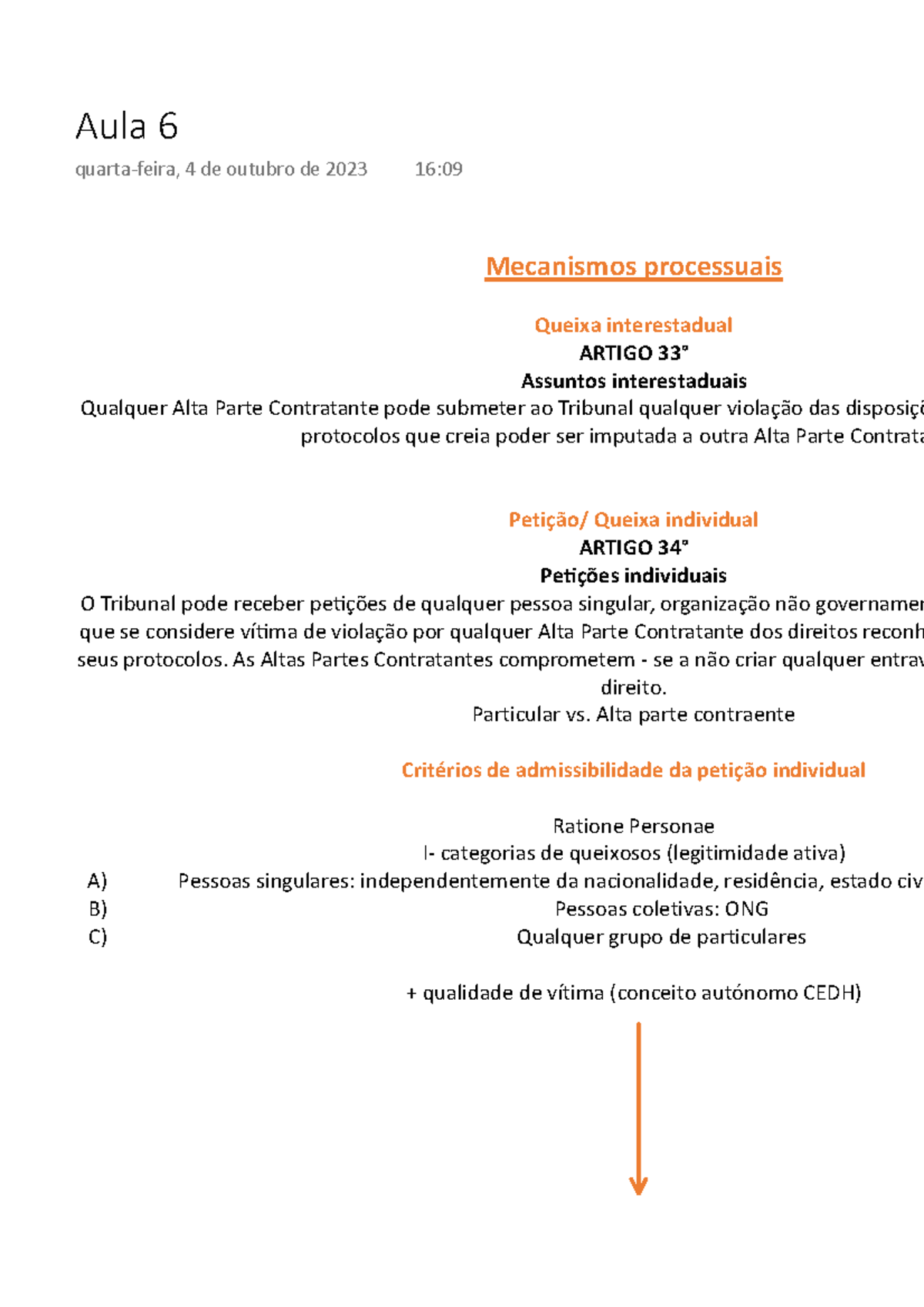 Aula 6 - aula 6 apontamentos - Mecanismos processuais Queixa interestadual ARTIGO 33° Assuntos ...