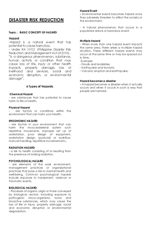 DRR Reflection - Disaster Risk Reduction Management Planning ahead to ...