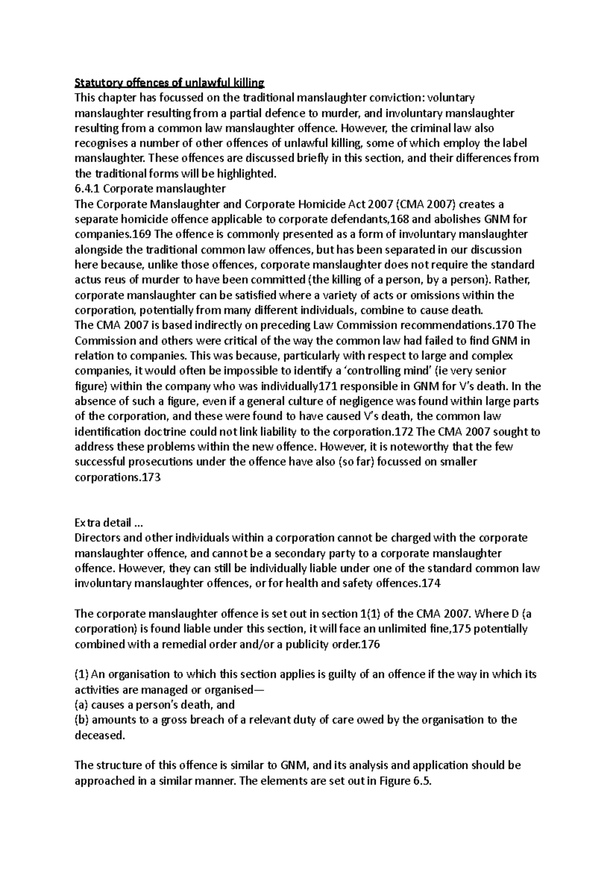 Statutory offences of unlawful killing - However, the criminal law also ...