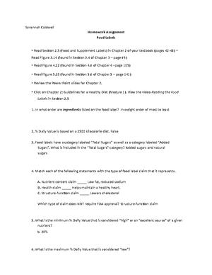 Nutrition Guidelines Homework spring 23 - Nutrition Guidelines ...