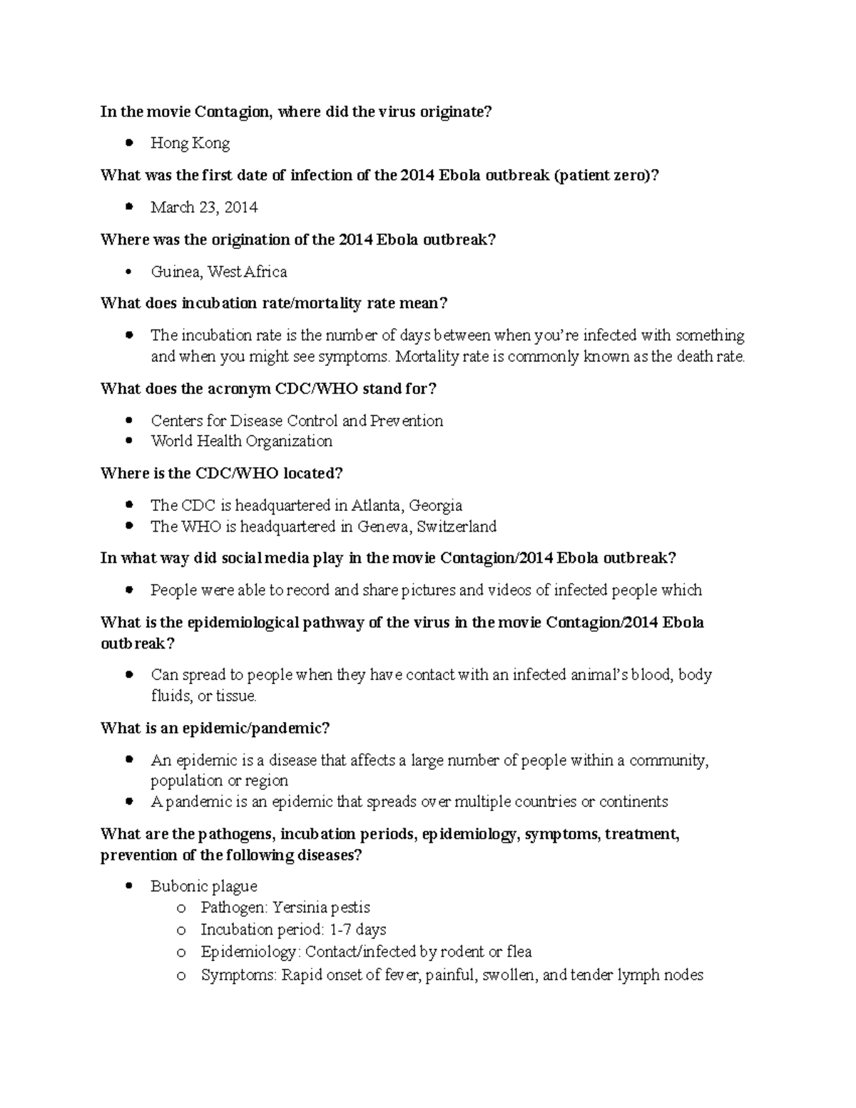 Infection Control Assignment - In the movie Contagion, where did the ...