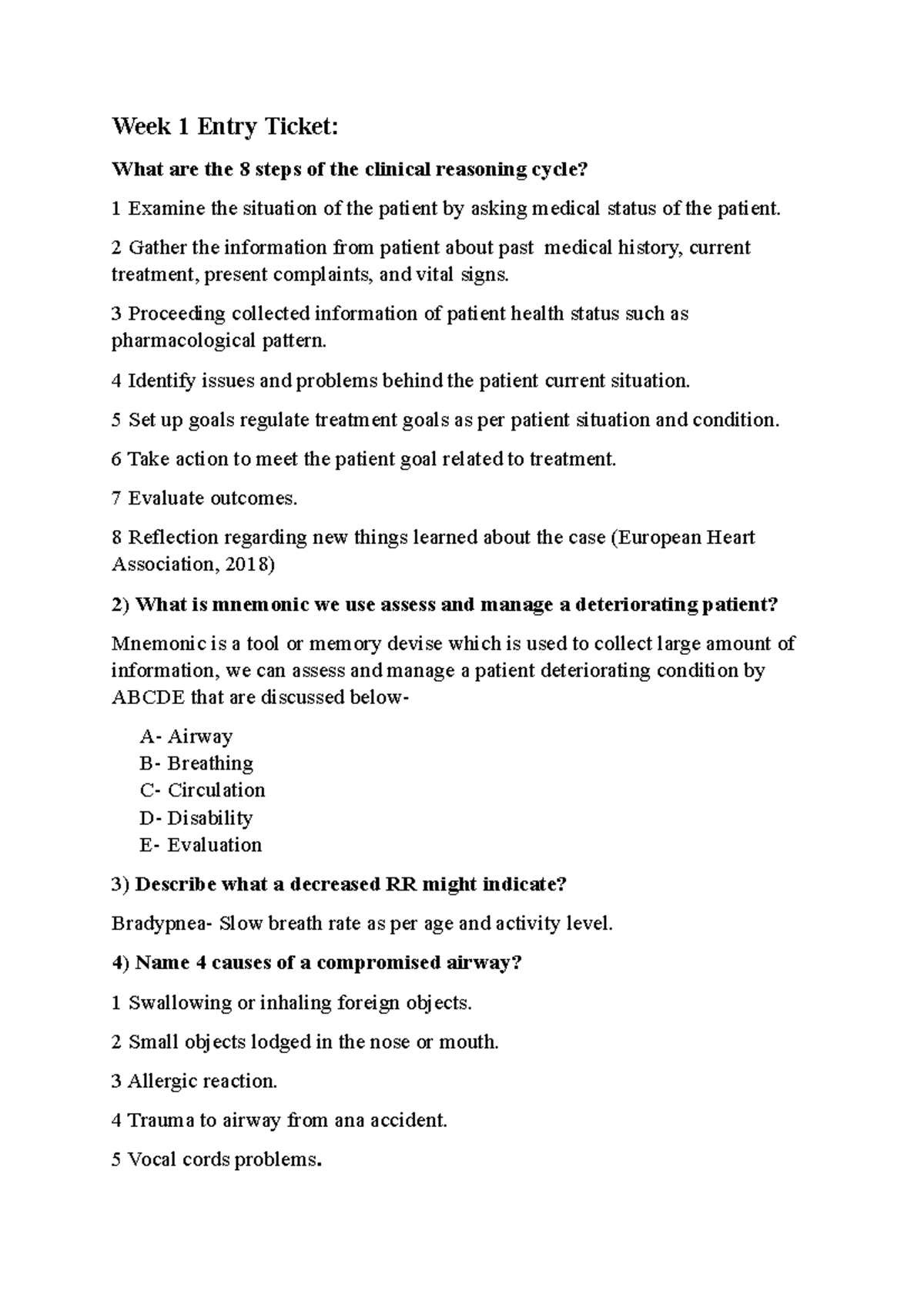 Week 1 Entry Ticket(1) - REFLECTION - Week 1 Entry Ticket: What are the ...