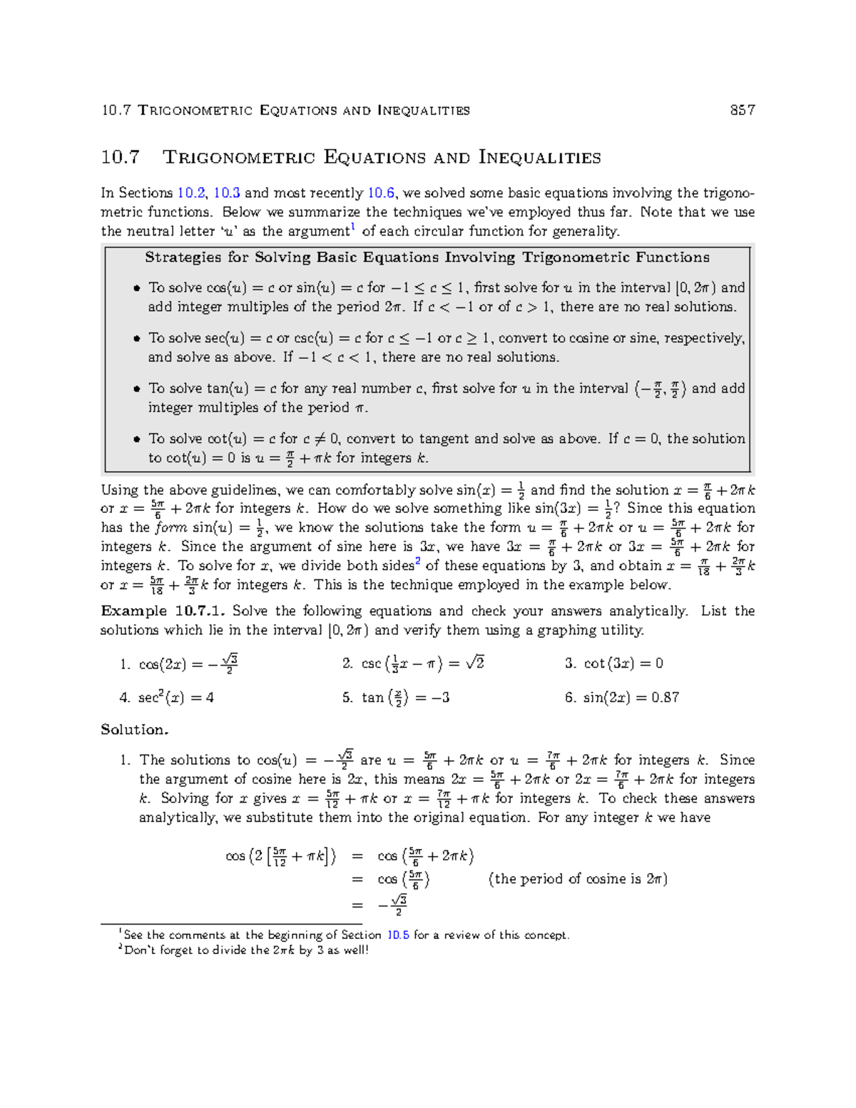 Trigonometric equations and inequalities Algebra 1 - 10 Trigonometric ...
