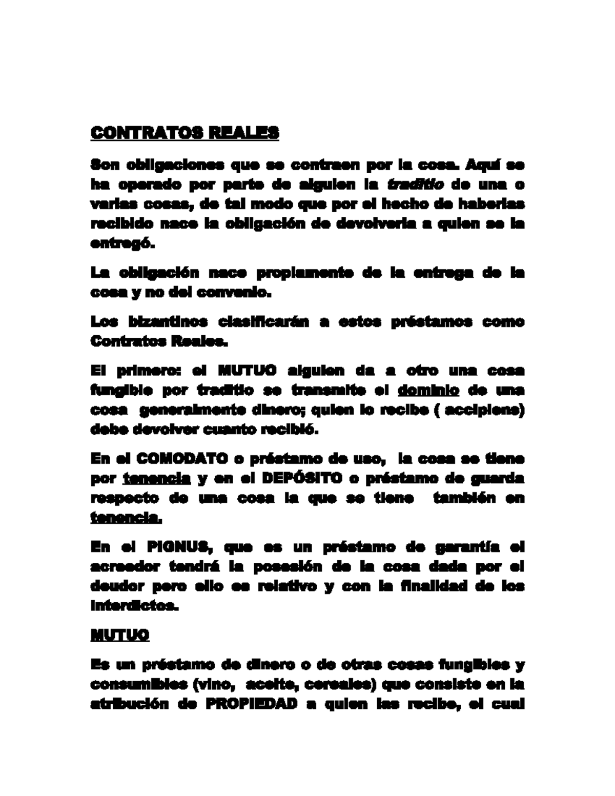 Contratos Reales 2020 - CONTRATOS REALES Son obligaciones que se ...