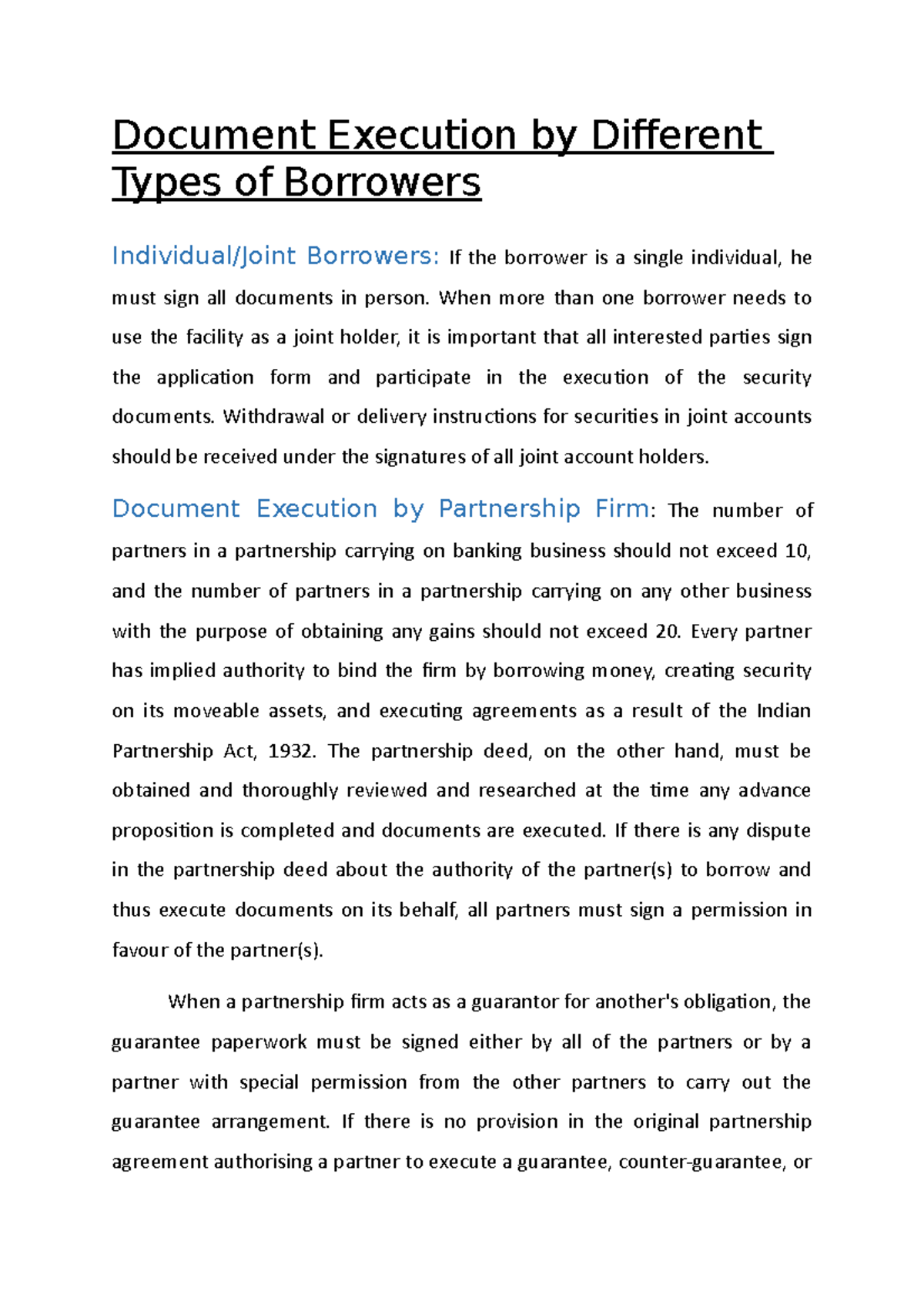 Document Execution by Different Types of Borrowers - Document Execution ...