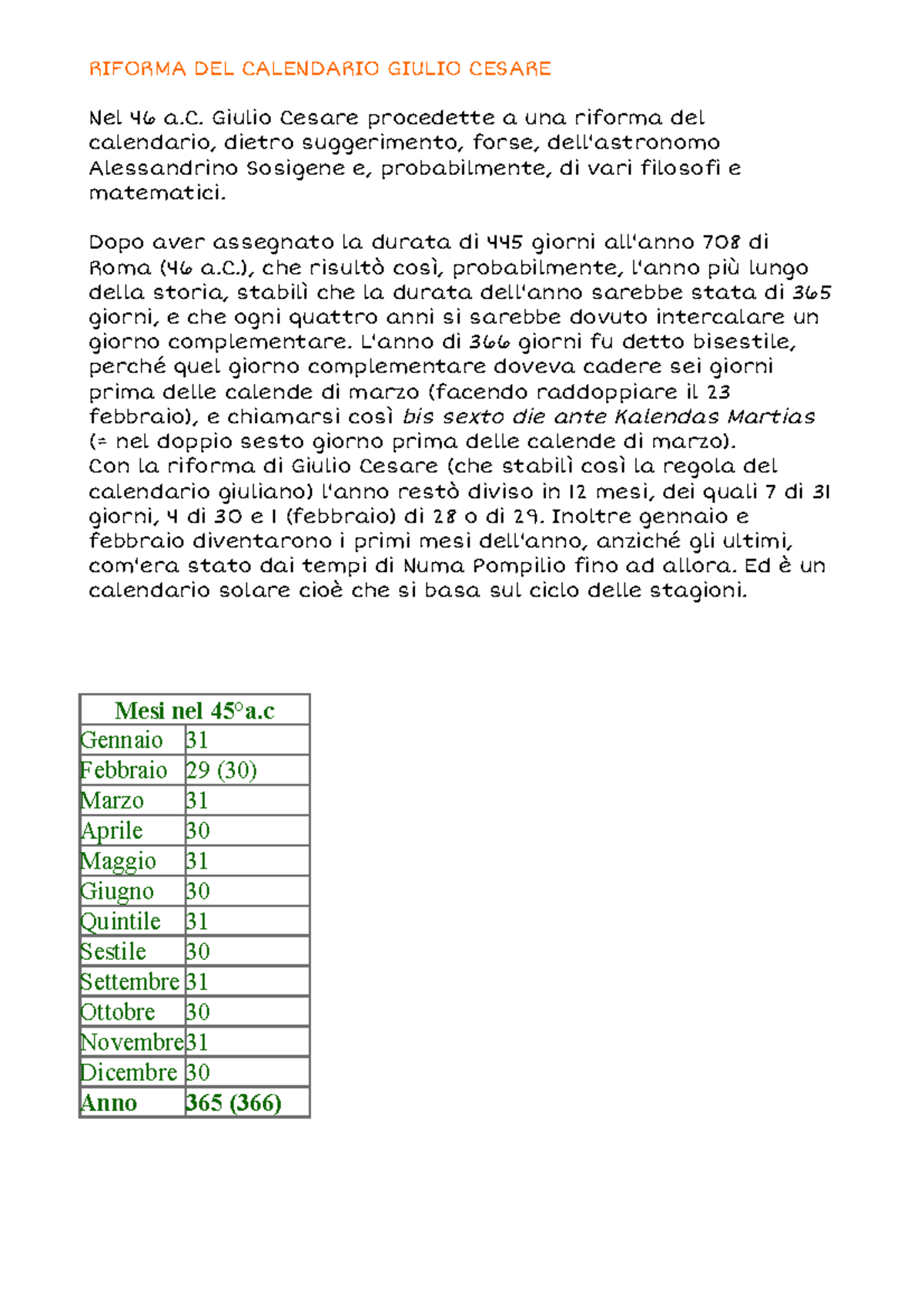 Riforma DEL Calendario Giulio Cesare - RIFORMA DEL CALENDARIO GIULIO ...