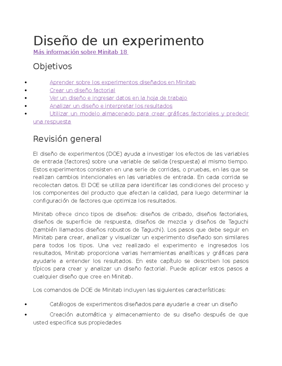 Diseño de un experimento-Minitab - Diseño de un experimento Más ...