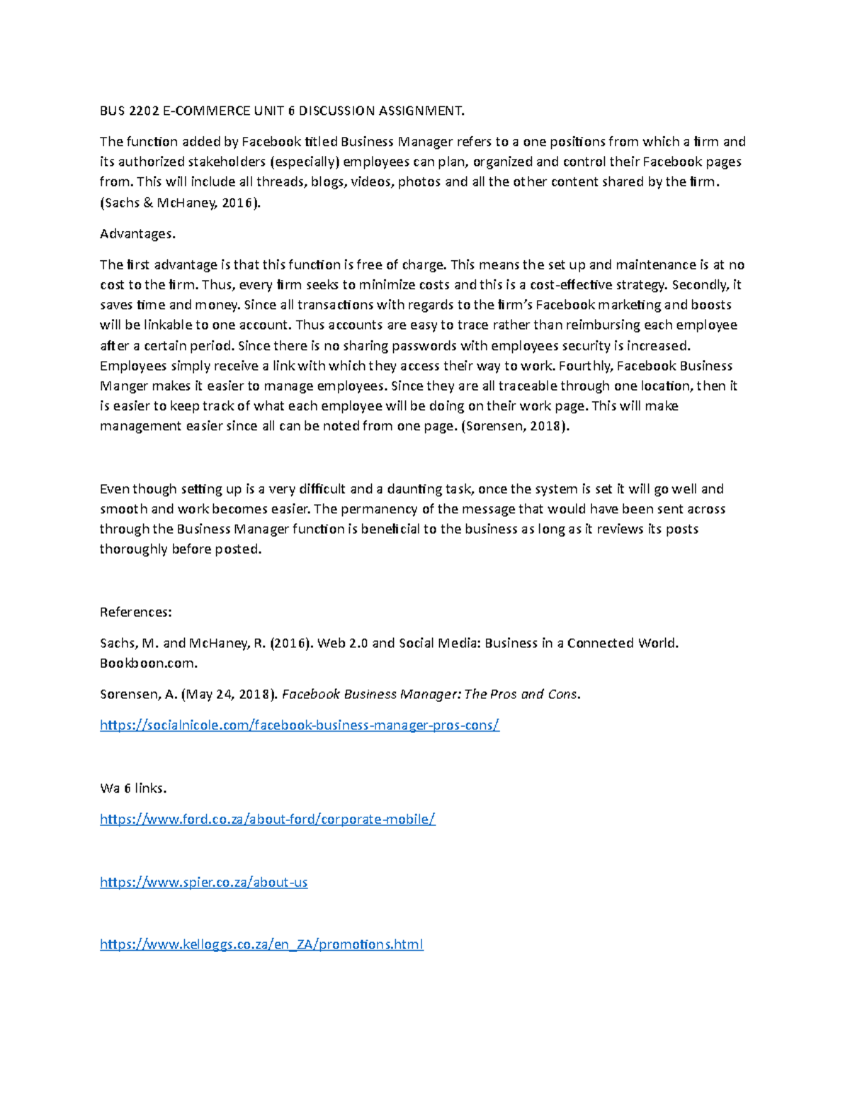 BUS 2202 E- Commerce UNIT 5 Discussion Assignment - BUS 2202 E-COMMERCE ...